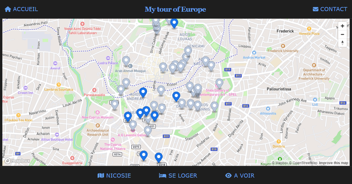 Carte touristique de Nicosie | My tour of Europe